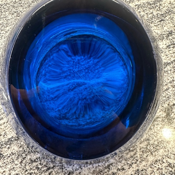 Other | Vtg Viking Thick Heavy Art Glass Orb Sphere Ashtray Cobalt Blue ...